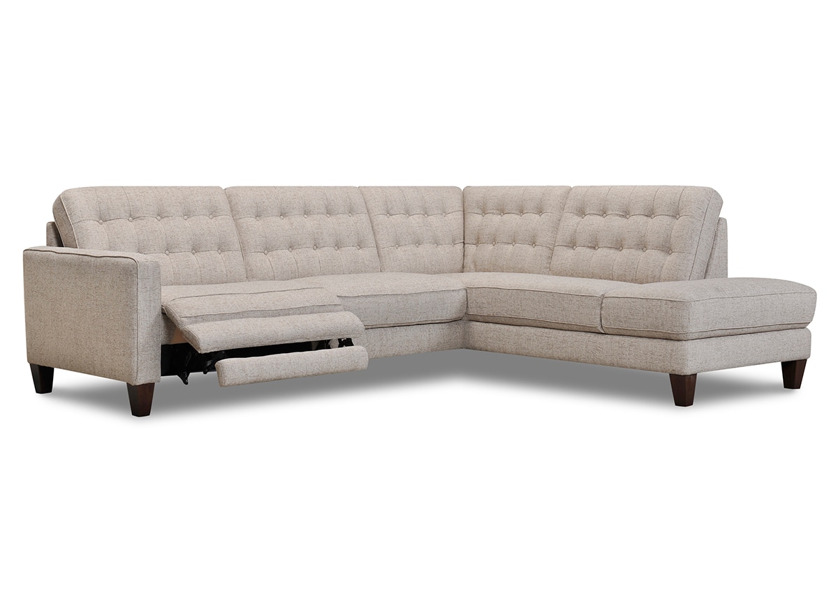 Finley Taupe Fabric 2 Pc. Sectional W/ Power Footrest