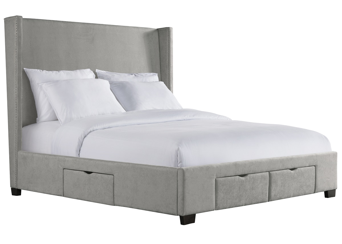 Kiara Gray King Upholstered Storage Bed