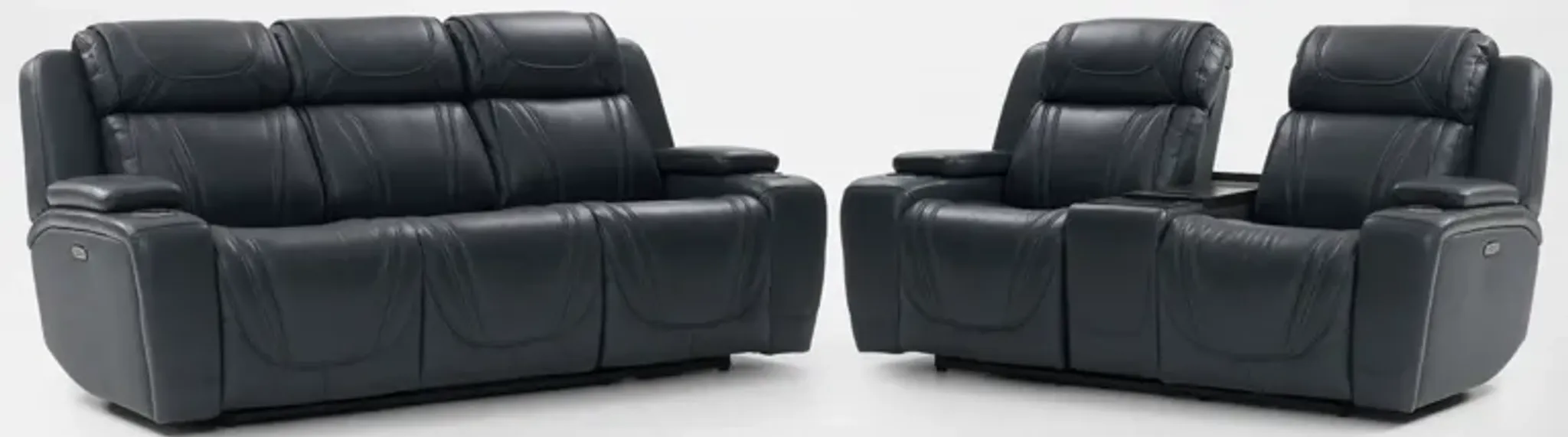 Forte Dual-Power Reclining Sofa and Loveseat with Cooling Console ...